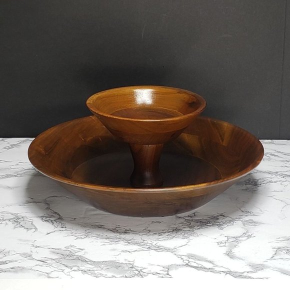 𝗛𝗼𝗺𝗲𝘁𝗶𝗺𝗲𝗠𝗮𝗿𝗸𝗲𝘁𝗽𝗹𝗮𝗰𝗲.𝗰𝗼𝗺™ | Accents | Handmade Walnut Bowl Two Tier ...